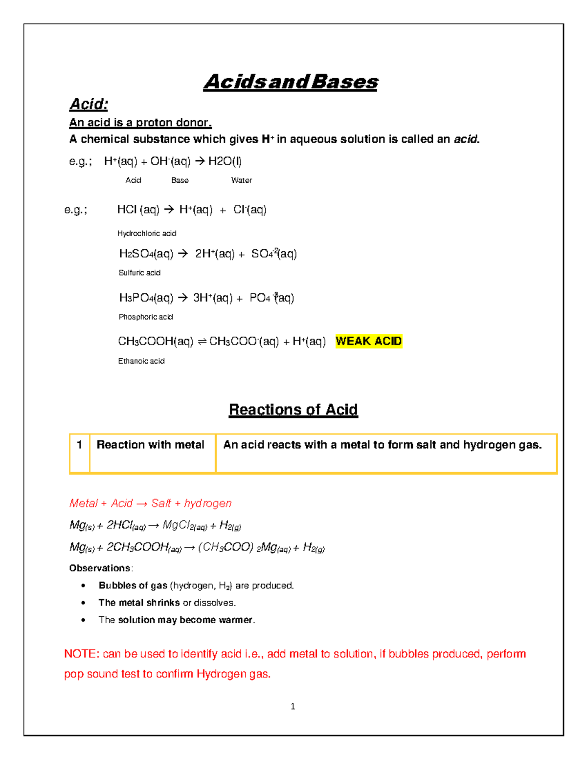Chem 074839 Final Exam Notes: Understanding Acids and Bases - Studocu