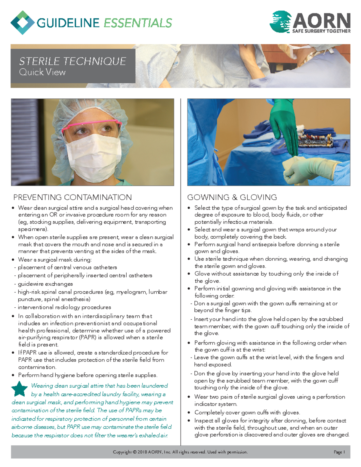 AORN+Sterile+Technique - STERILE TECHNIQUE PREVENTING CONTAMINATION ...