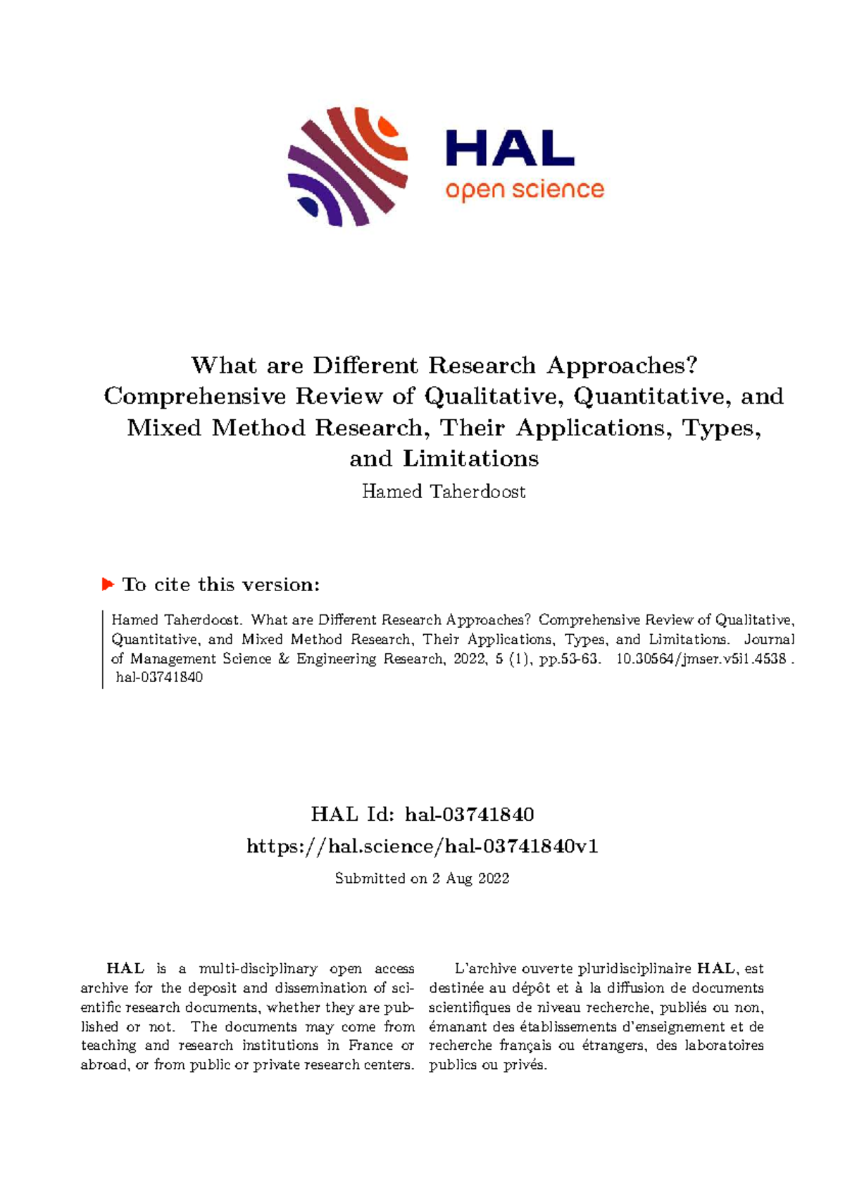 What Are Different Research Approaches? A Review of Qualitative ...