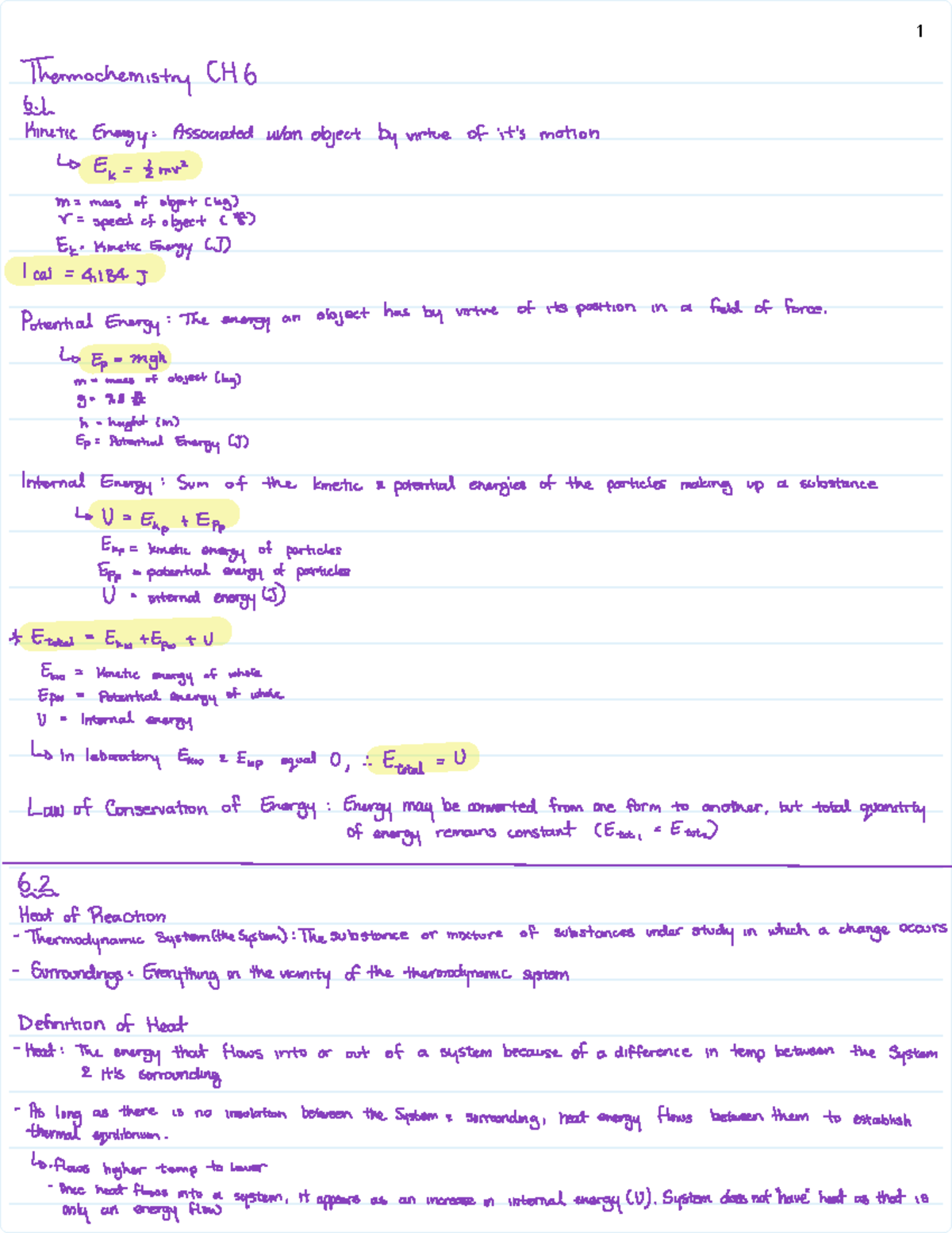 Unit 1: Introduction to Thermochemistry Concepts and Principles - Studocu