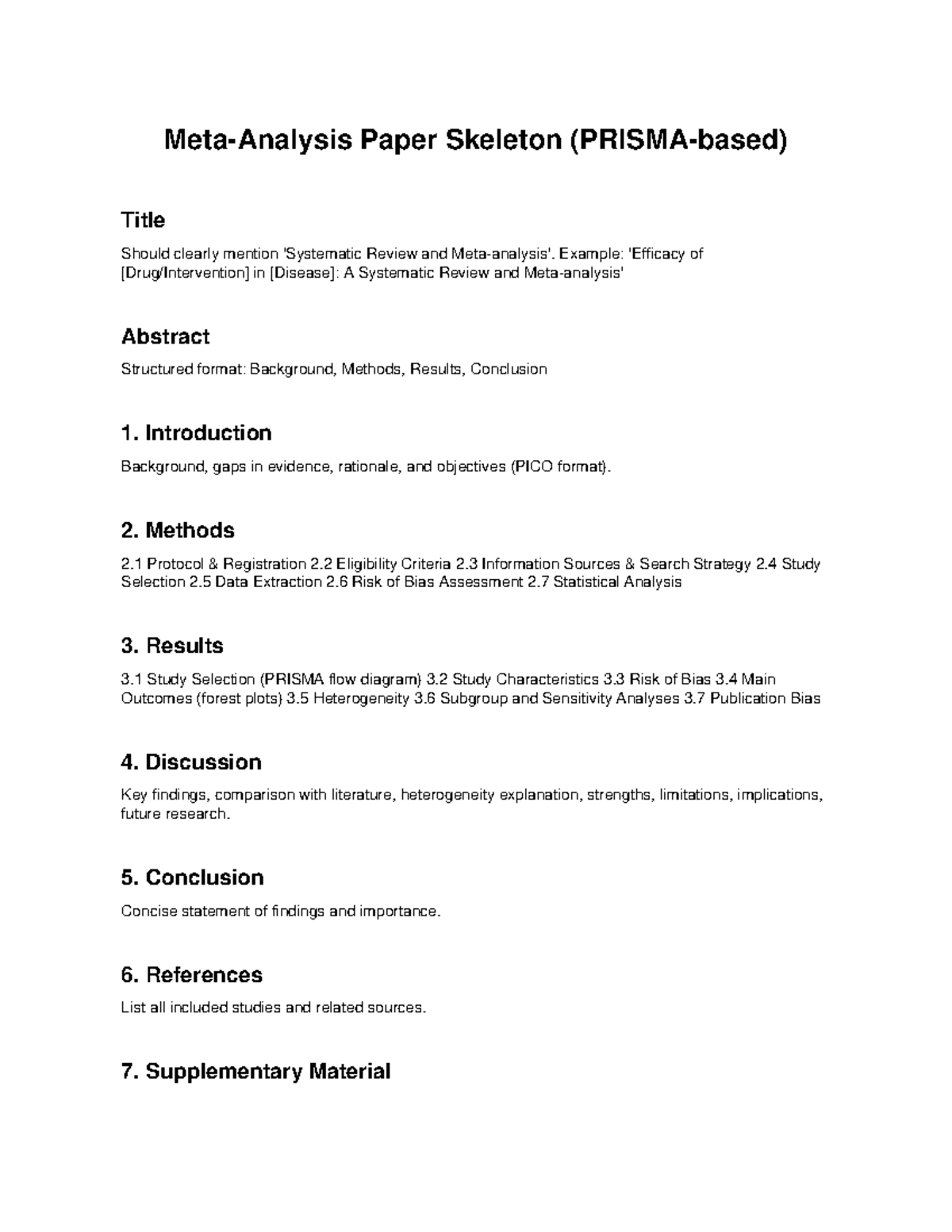 Systematic Review & Meta-Analysis Skeleton: Structure & Guidelines ...