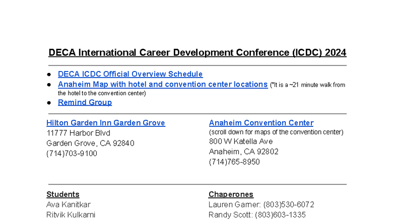ICDC 2024 Itinerary: Overview & Schedule for DECA Conference - Studocu