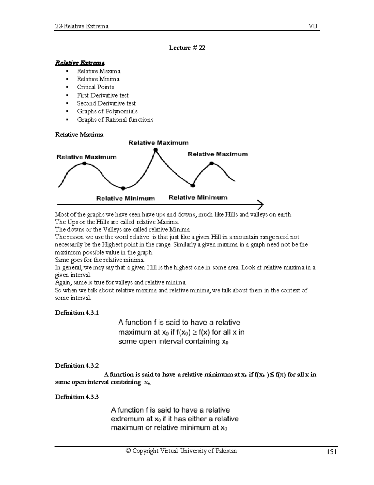 Lecture #22: Relative Extrema in Calculus - Studocu