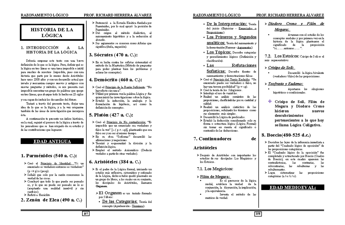 Historia de la Lógica: Desde Aristóteles hasta la Lógica Moderna - Studocu