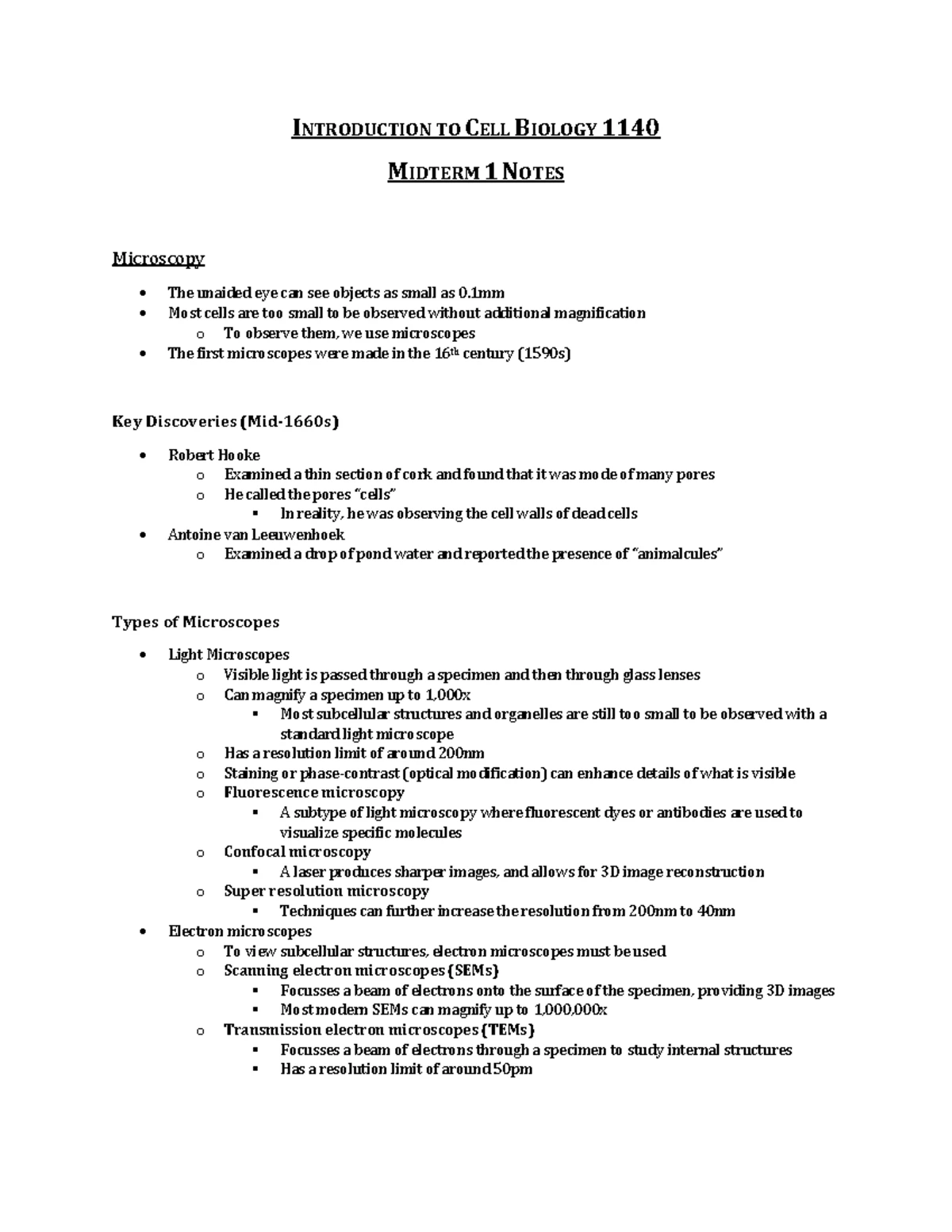 BIO1140 Midterm 1 - Multiple Choice Questions Review - Studocu