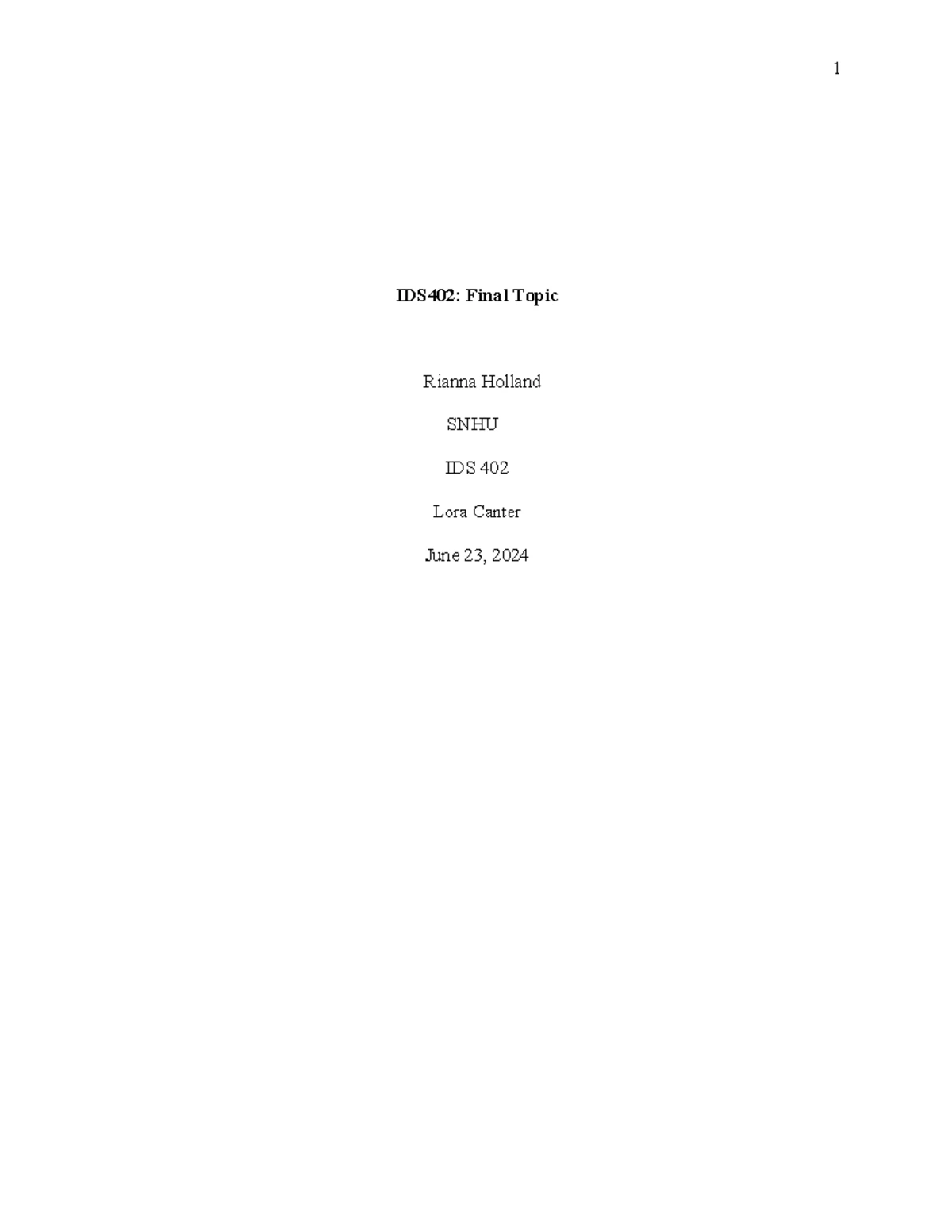 IDS402 - Wellness Impact of Eating Disorders: Module 2 Activity - Studocu
