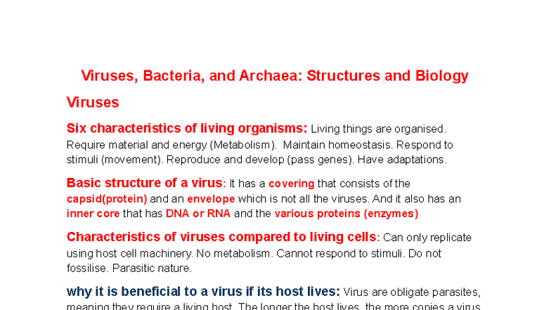 Jwt 325 - section a practise test - Viruses, Bacteria, and Archaea ...