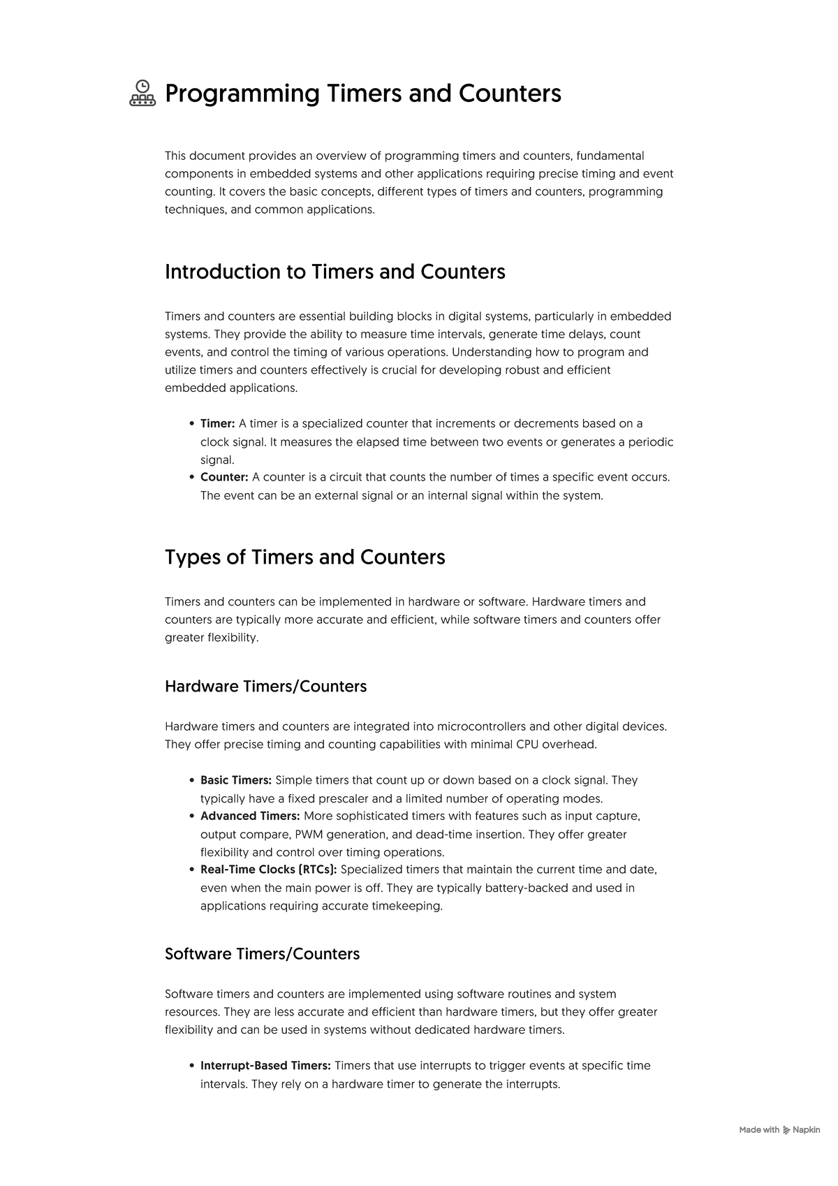 Embedded Systems: Programming Timers & Counters Overview - Studocu