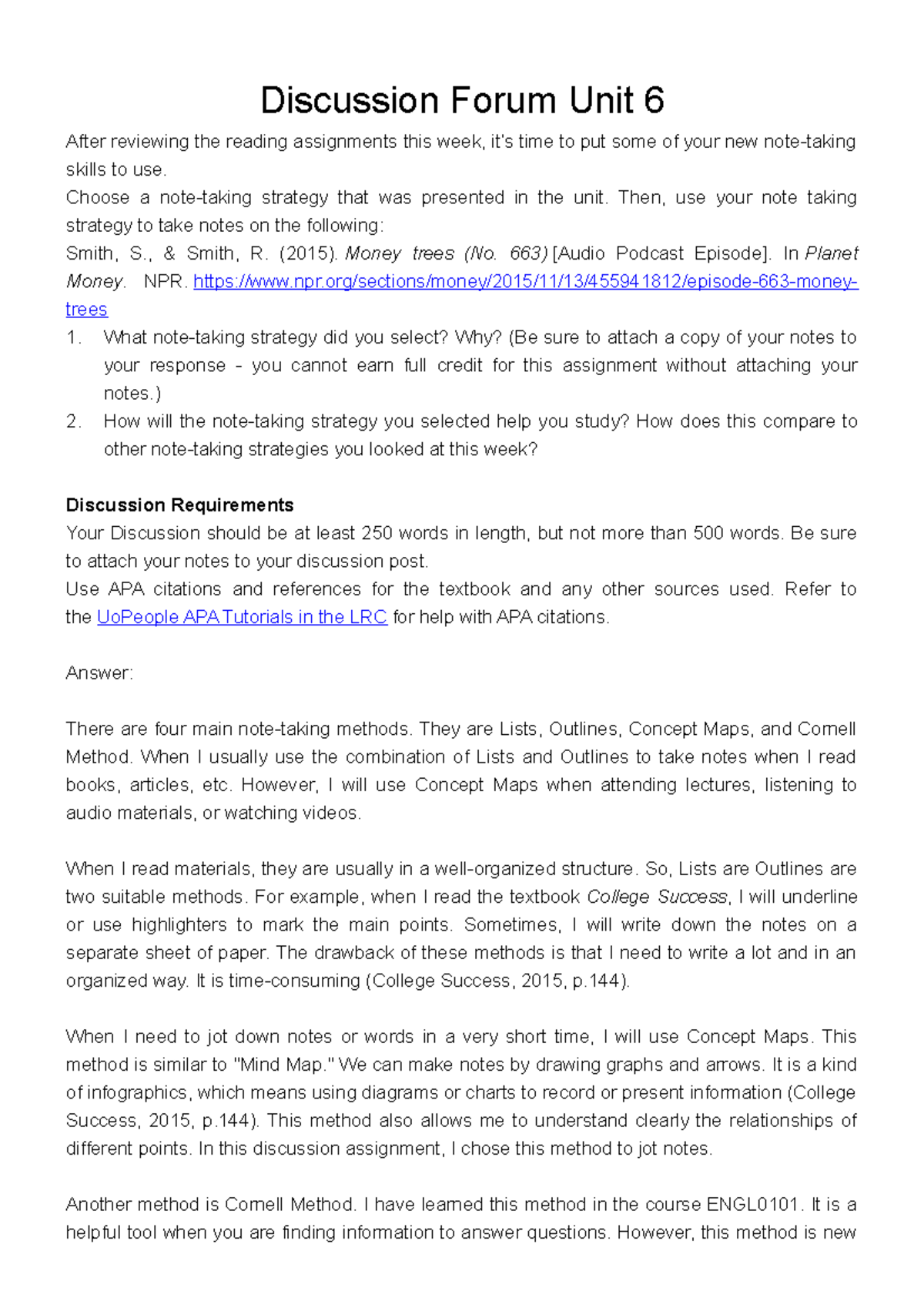 UNIV 1001 Discussion Forum Unit 6 (Stu Docu) - Discussion Forum Unit 6 ...