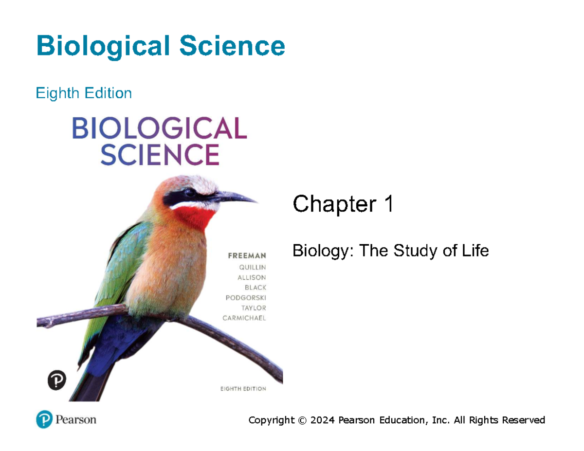 Biol112F25 - Lecture Notes: Chapter 1 - Biology and Evolution - Studocu
