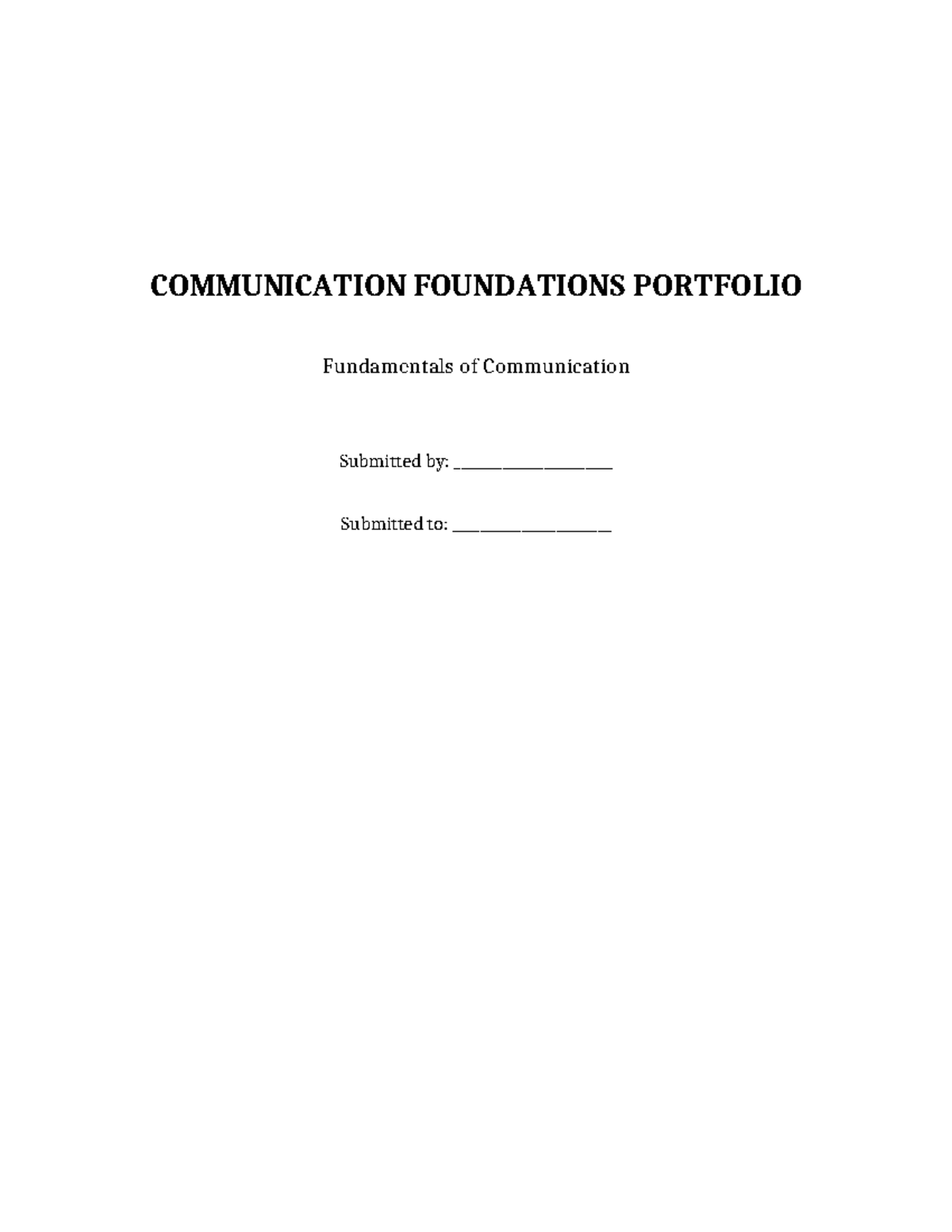 COMM 101: Communication Foundations Portfolio Analysis - Studocu