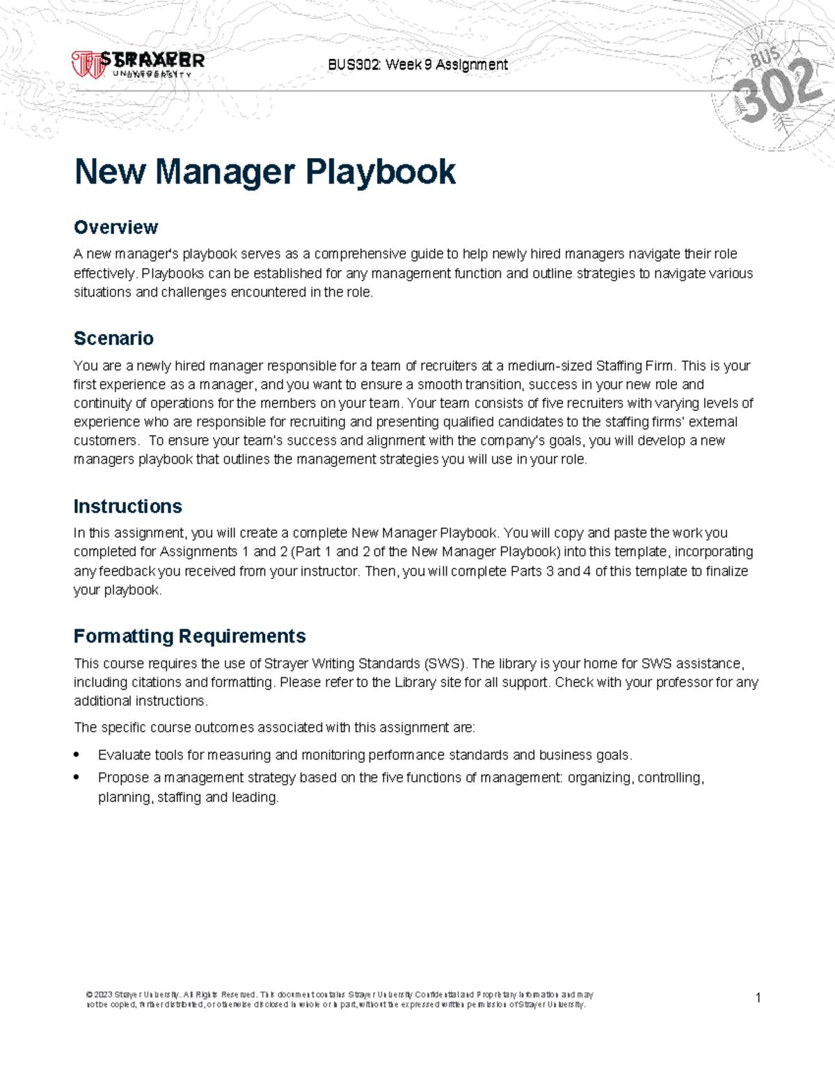 BUS302: Week 9 Assignment - Comprehensive New Manager Playbook - Studocu