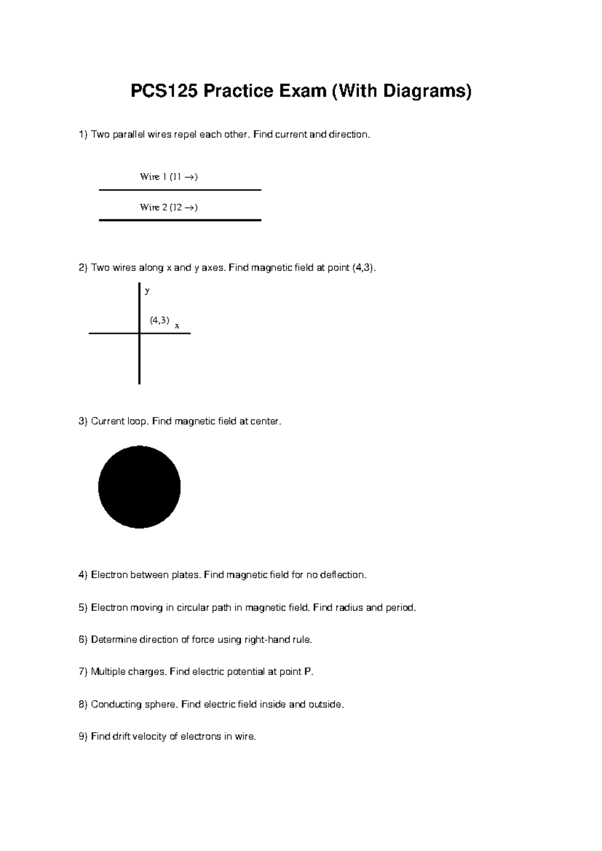 PCS125 Practice Exam: Magnetic Fields & Electric Forces - Studocu