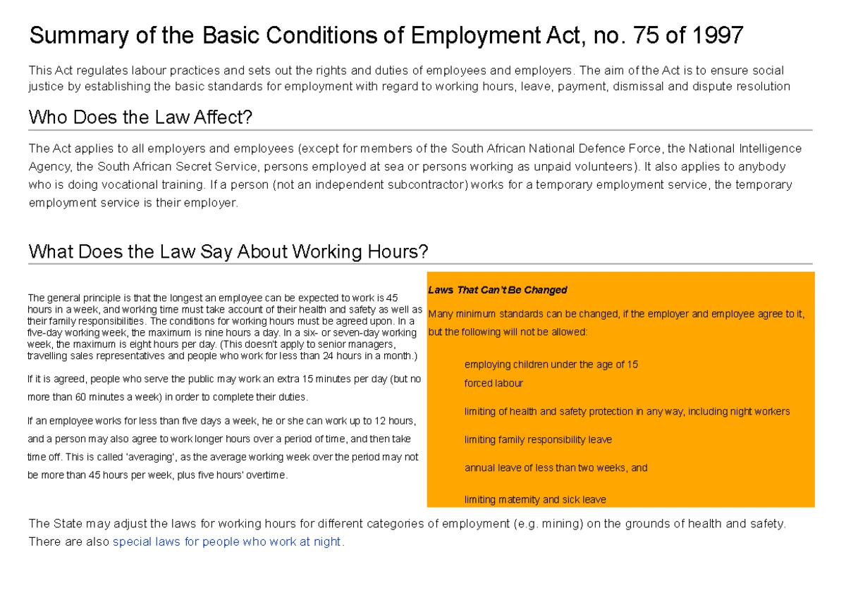 Summary of Labour Relations Act - Summary of the Labour Relations Act ...