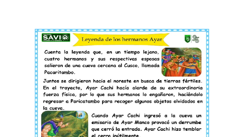 MITO - Leyenda de los Hermanos Ayar y la Fundación del Cusco - Studocu