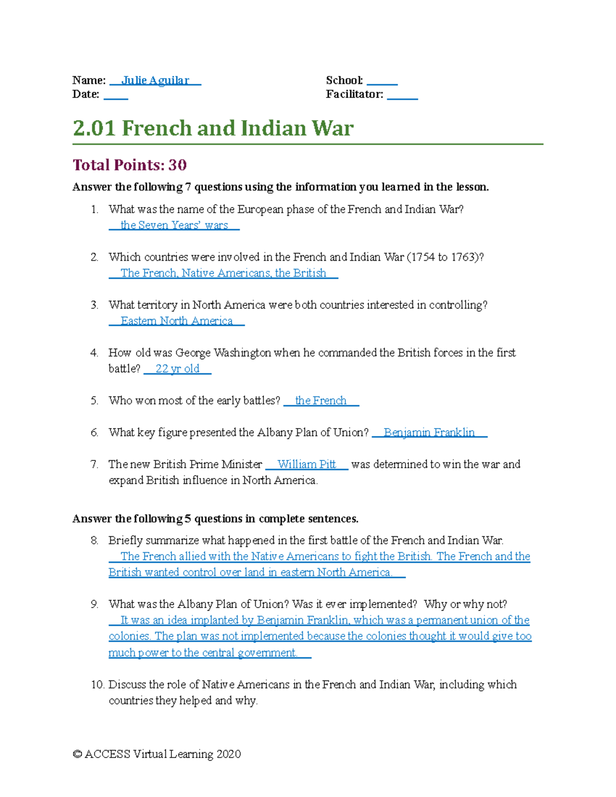 02-01 French and Indian War Task 1 Analysis and Responses - Studocu