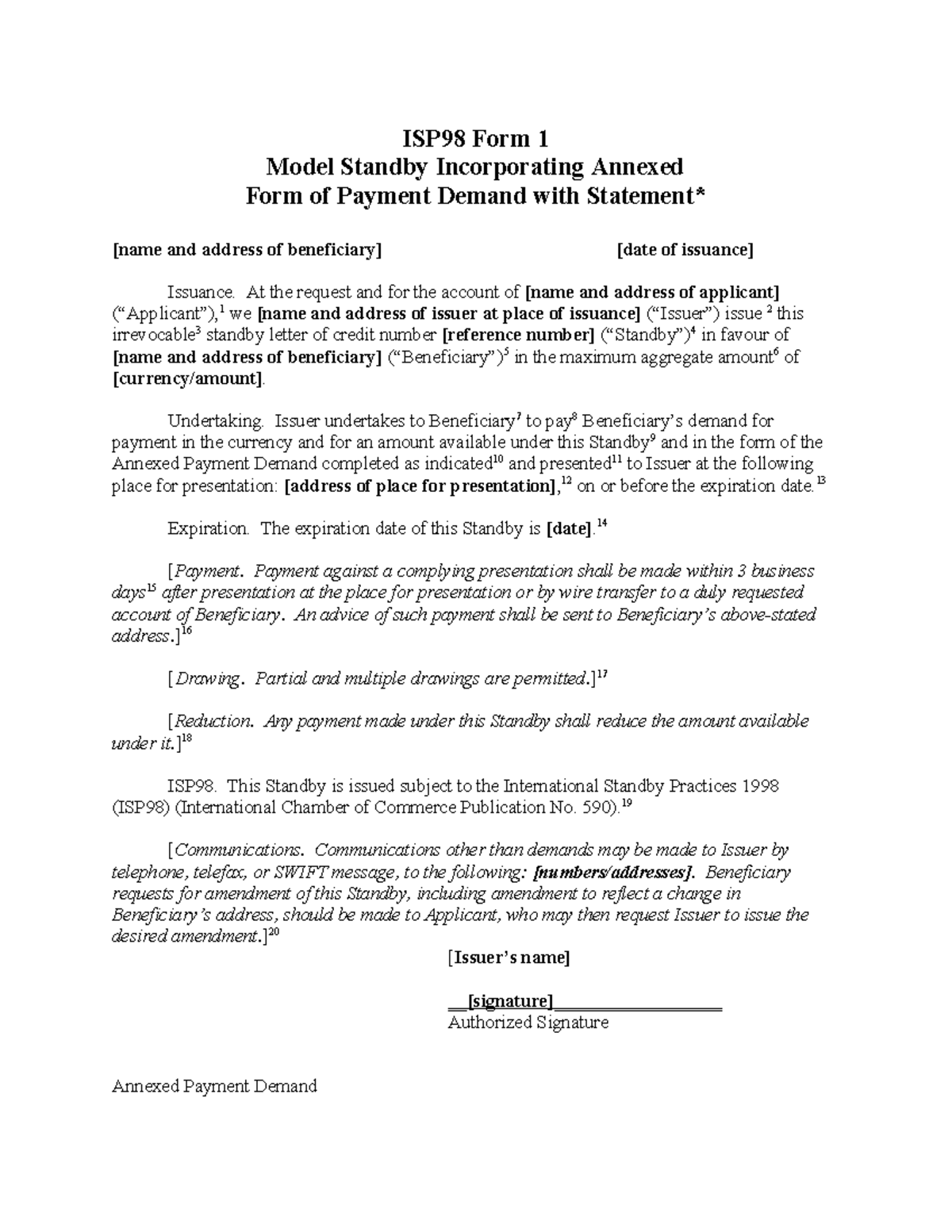 ISP98-Form-1-10-May-2012 1 - ISP98 Form 1 Model Standby Incorporating ...