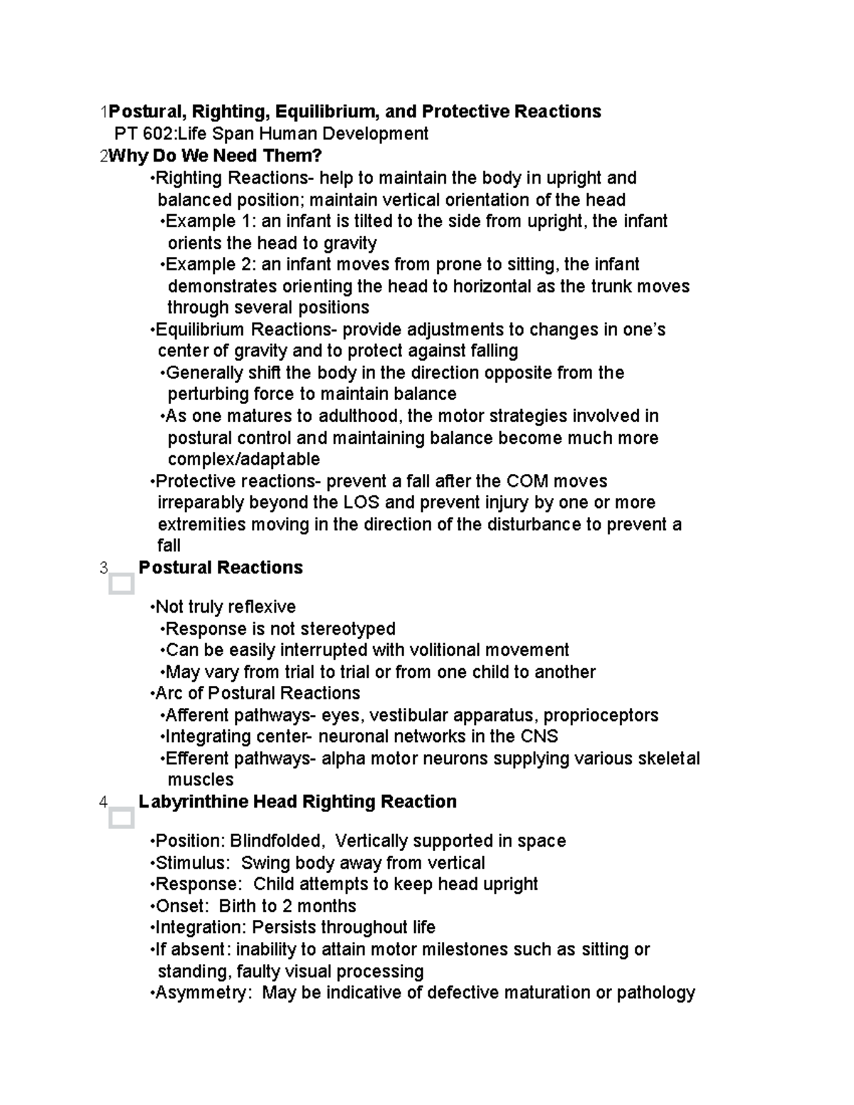 Righting Equilibrium Protective Postural Reactions - 1 Postural ...