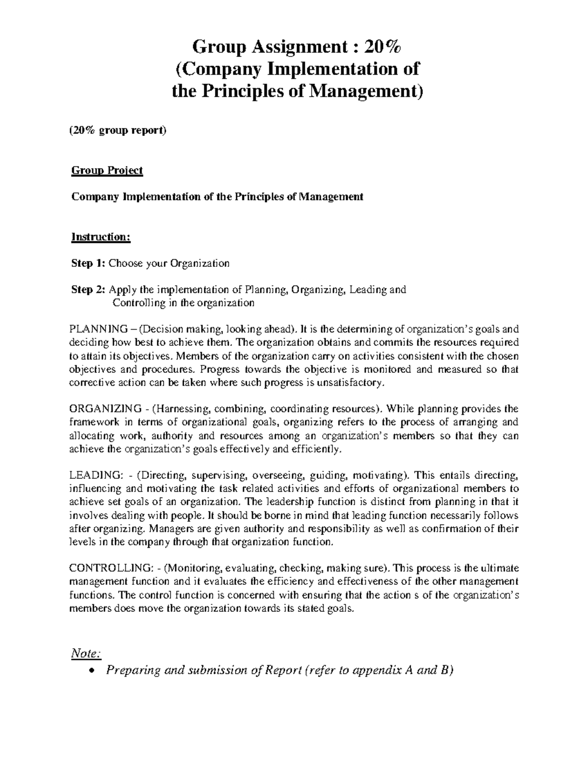 mgt400 assignment - Group Assignment : 20% (Company Implementation of ...