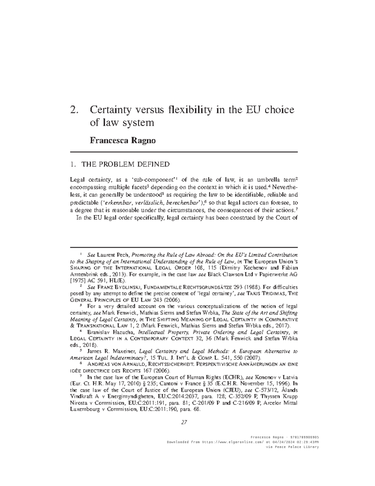 EU Choice of Law: Certainty vs Flexibility in Legal Framework - Studocu