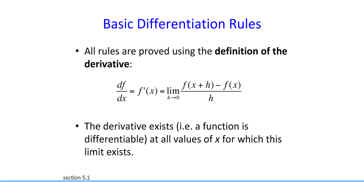 Math 1LS3 5.1 - 5.4 Annotated Notes - Basic Differentiation Rules • All ...