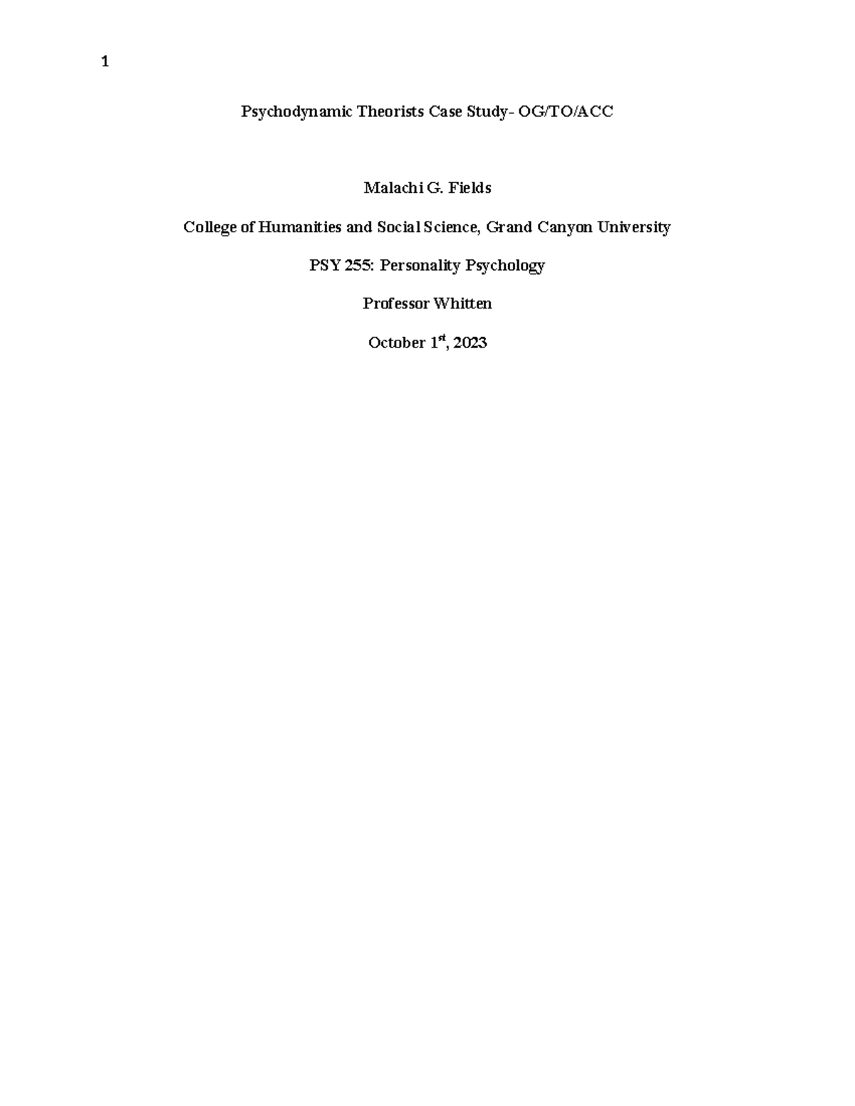 PSY 255 Case Study: Psychodynamic Theories through Batman's Lens - Studocu