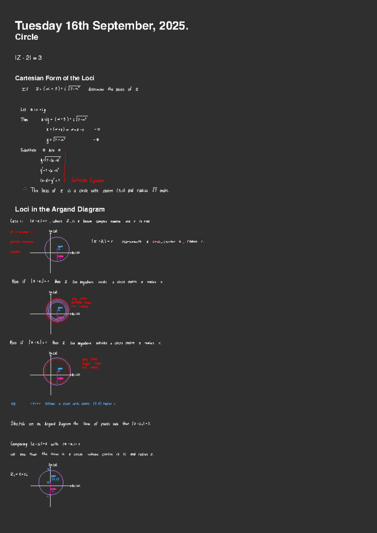 Locus - Notes on Complex Numbers and Loci (Math 101) - Studocu