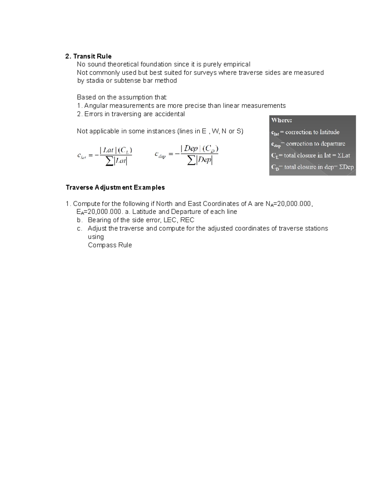 IM-12 Fundamentals of Surveying: Transit and Compass Rule Adjustments ...