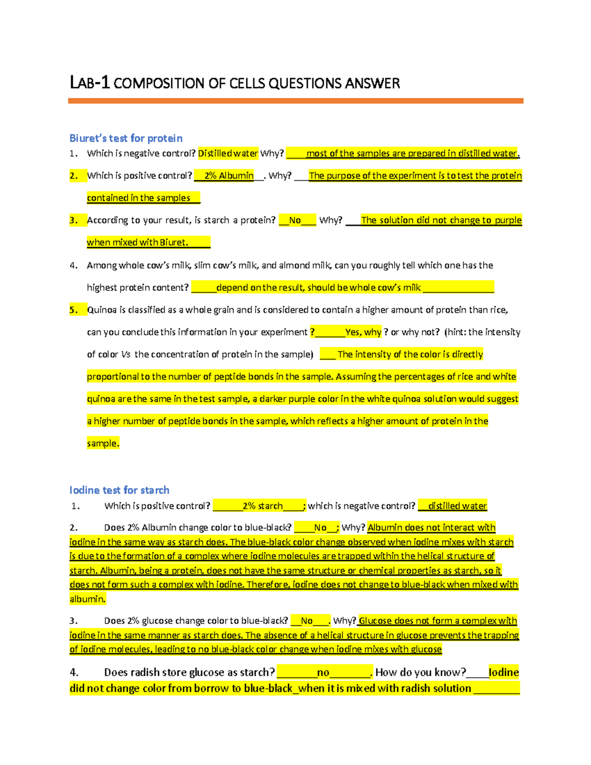 LAB-1: Tests for Biomolecules - Protein, Carbohydrates, and Lipids ...