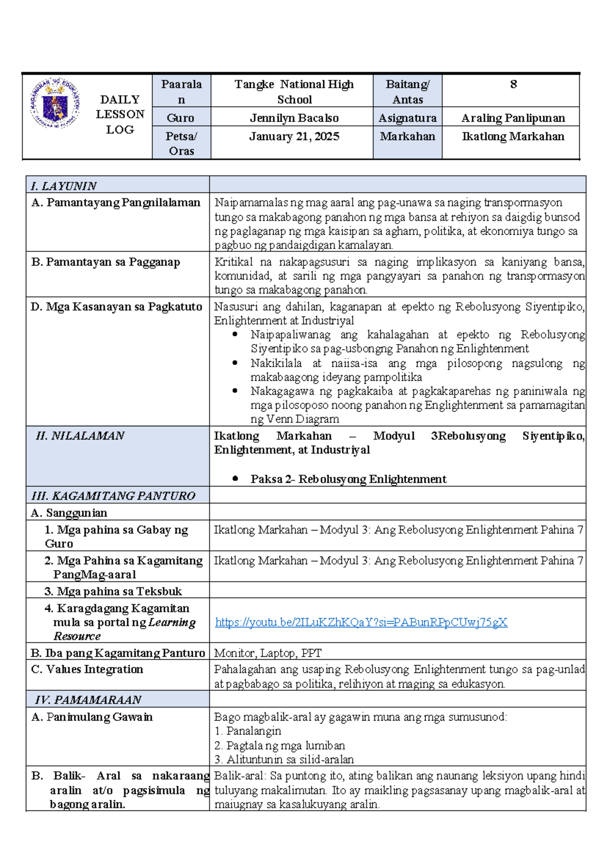 AP 8 Q3 WEEK 4 - Lesson on Scientific Revolution and Enlightenment Quiz ...