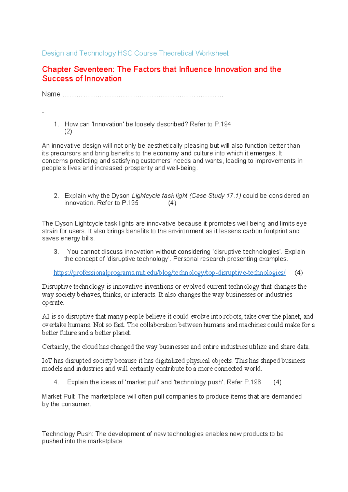 Chapter 17 questions - chapte r 17 quetisons - Design and Technology ...