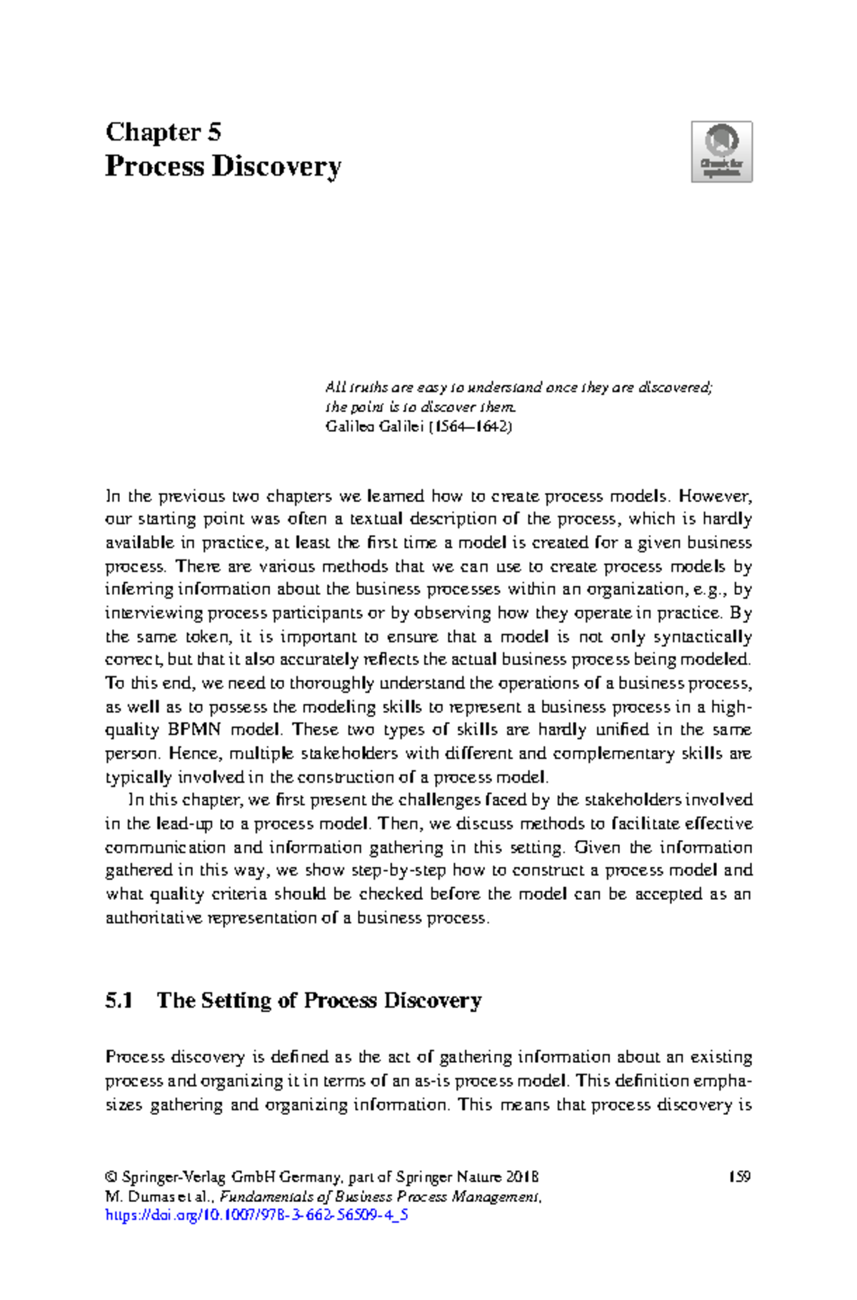 EC201 C5 - Chapter 5: Process Discovery in Business Process Management - Studocu