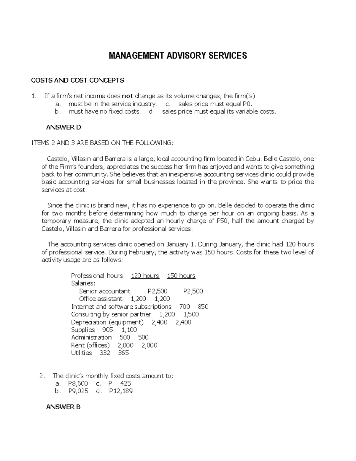 Management Advisory Services Test Bank: Key Concepts and Solutions ...