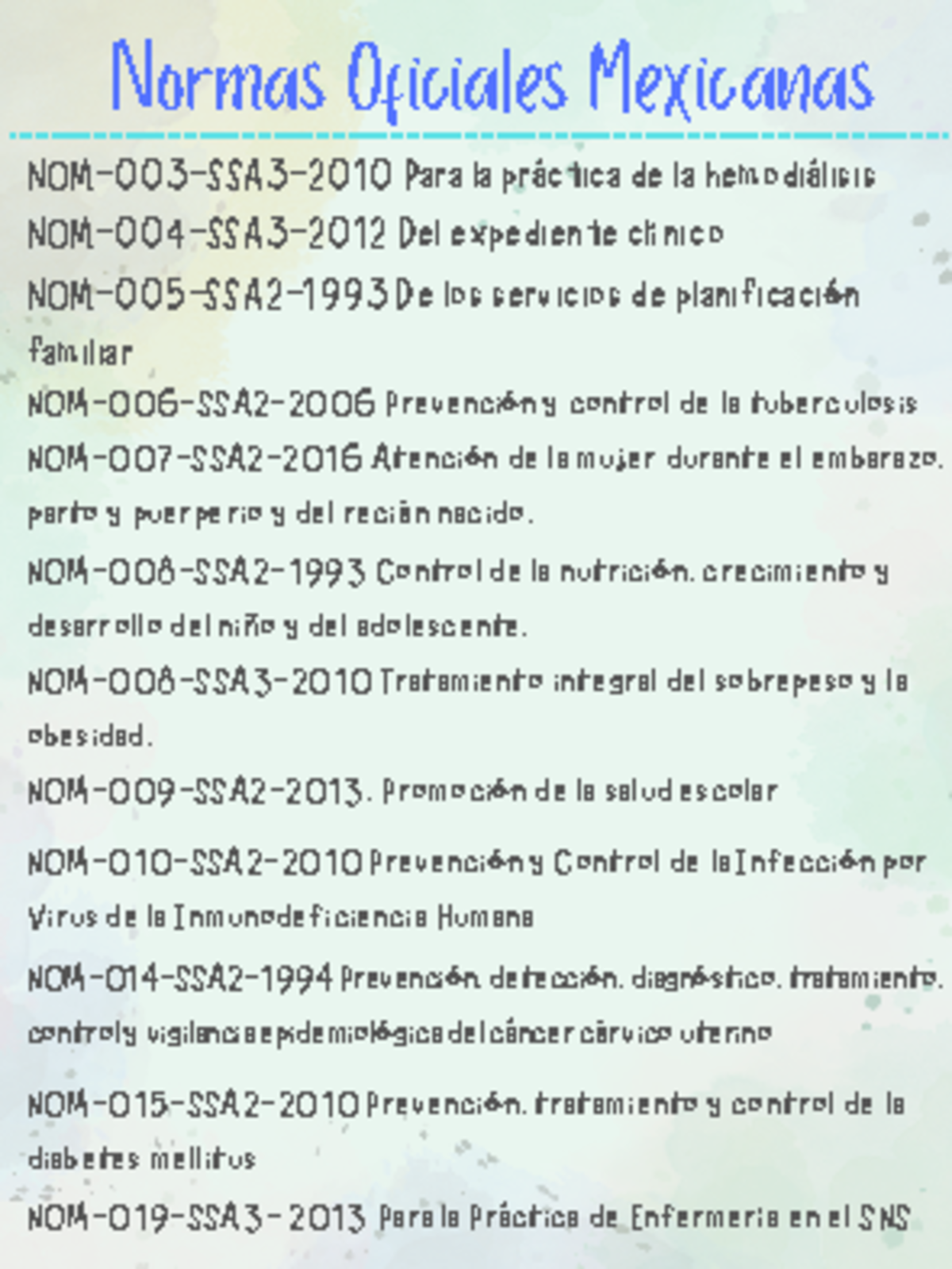 Tarjetero - Normas Oficiales Mexicanas NOM-003-SSA3-2010 Para la práctica de la hemodiálisis ...