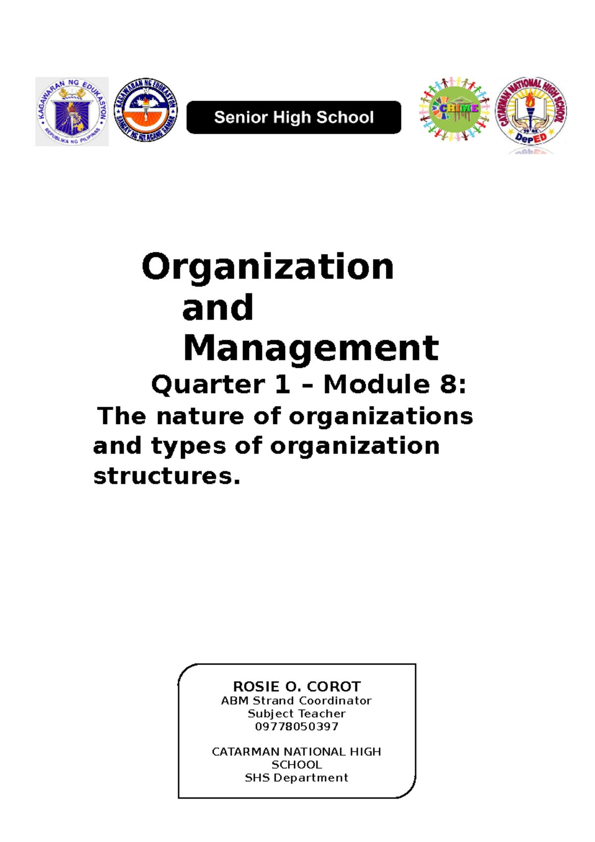 Module 8: Exploration of Organization and Management Structures - Studocu