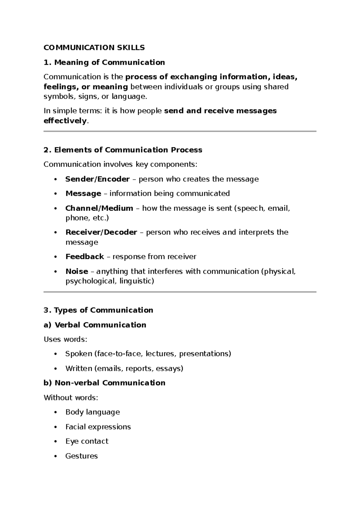 COMM 101: Communication Skills - Simple Summary Notes - Studocu