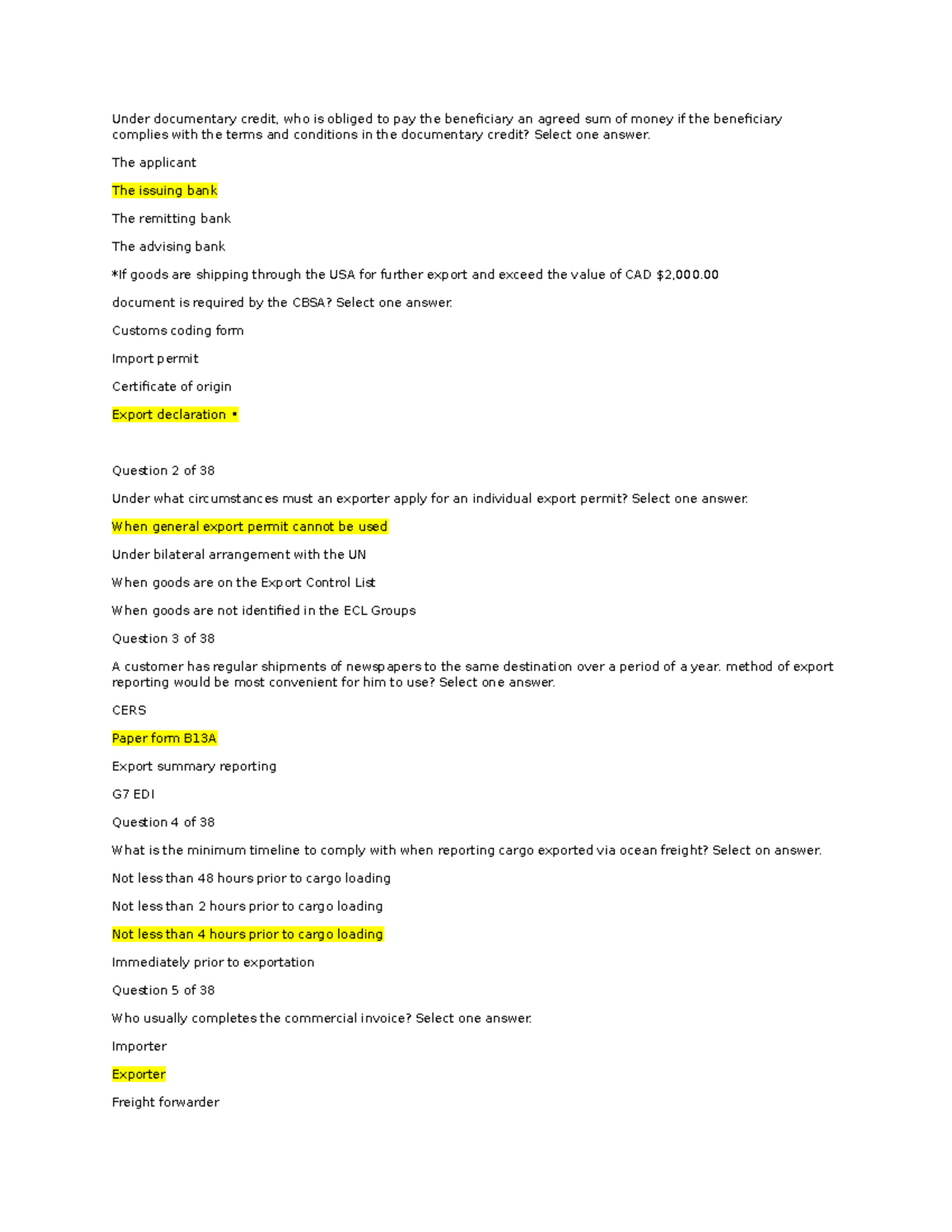 Ciffa TEST1 - Key Concepts of Freight Forwarding Principles - Studocu