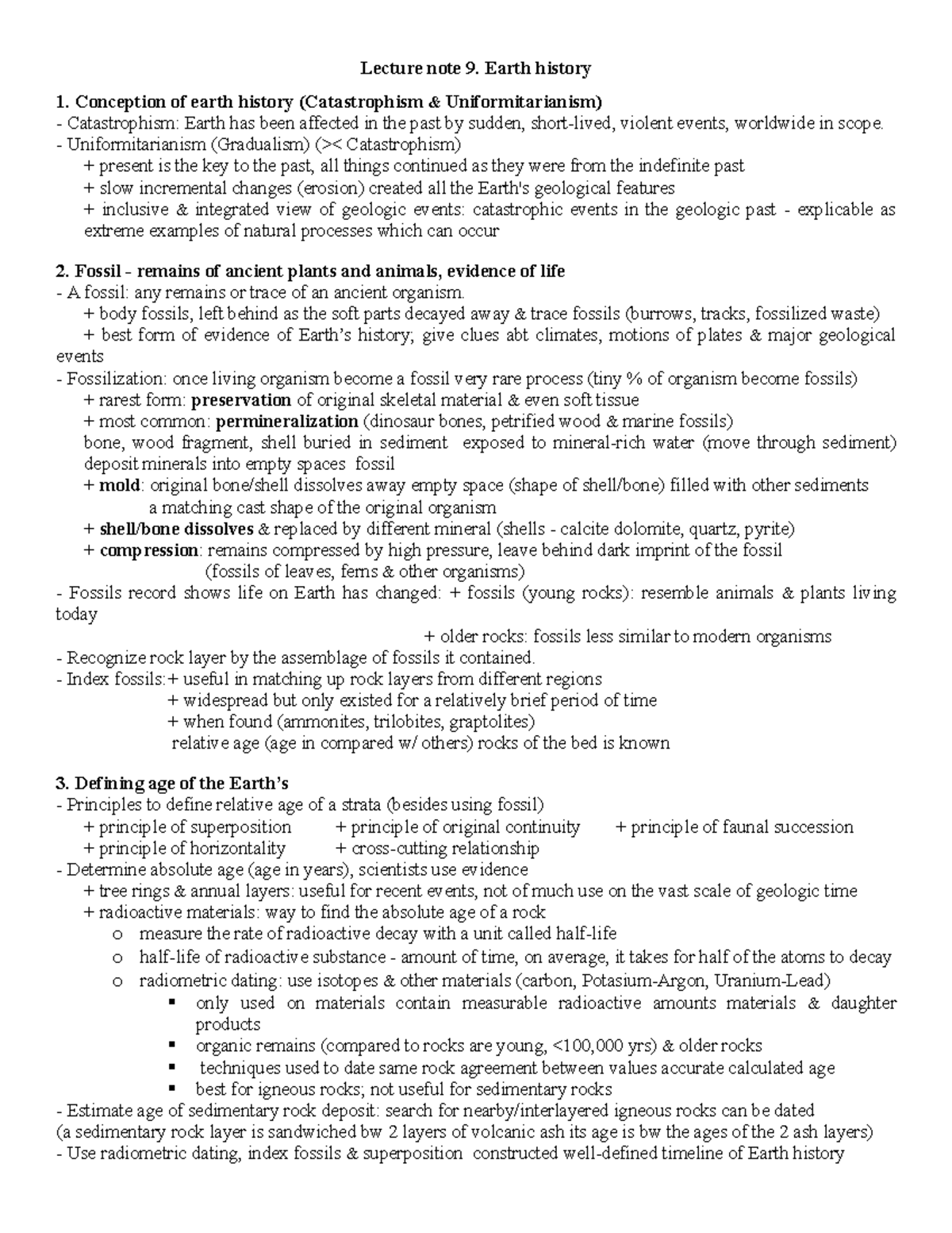 Earth Science Lecture Notes: Evolution of Earth's History & Climate ...
