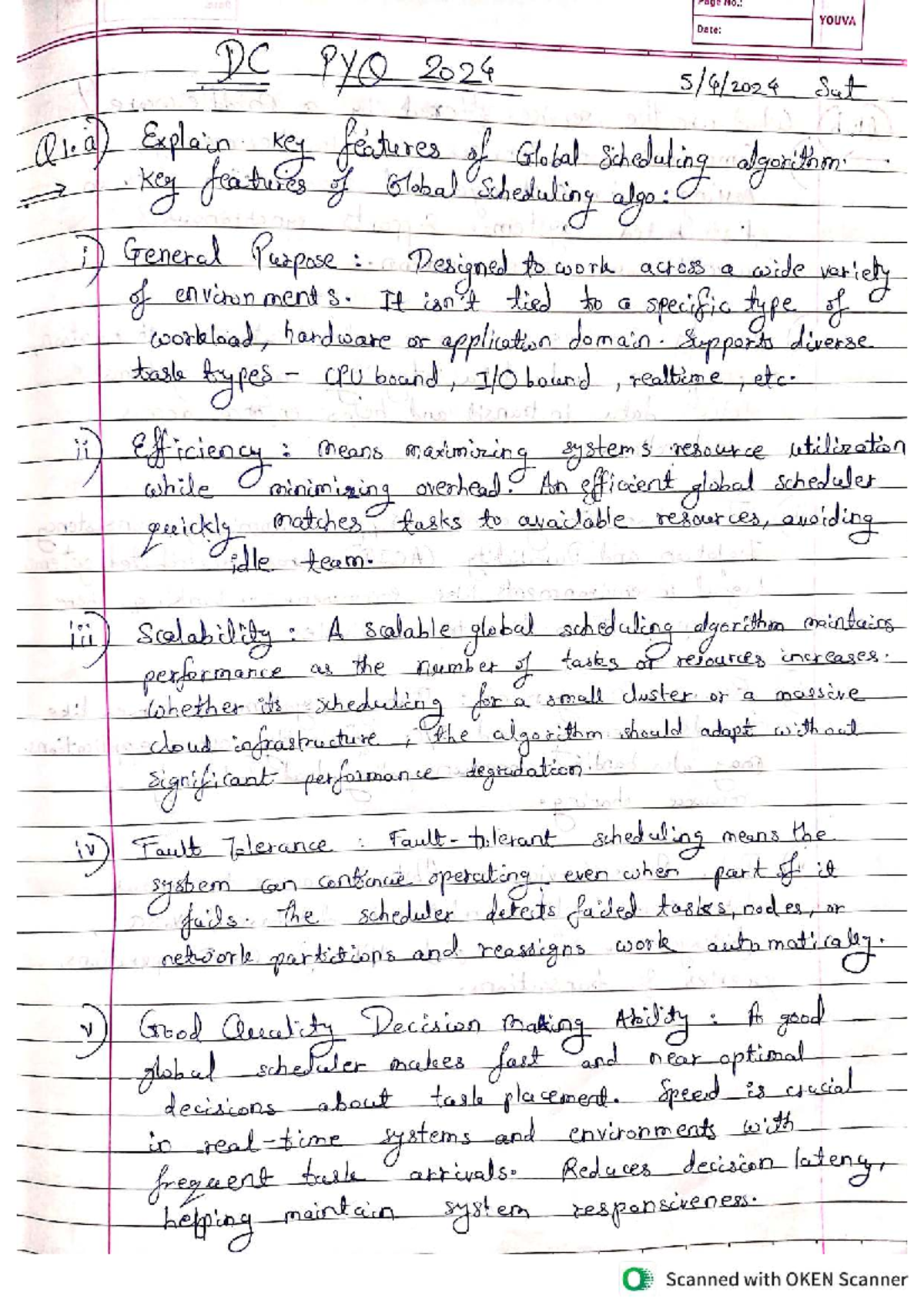 DC PYQ 2024 - Dc pyqs - NO.: YOUVA Date: DC PYQ 2024 Sat Q1 key ...