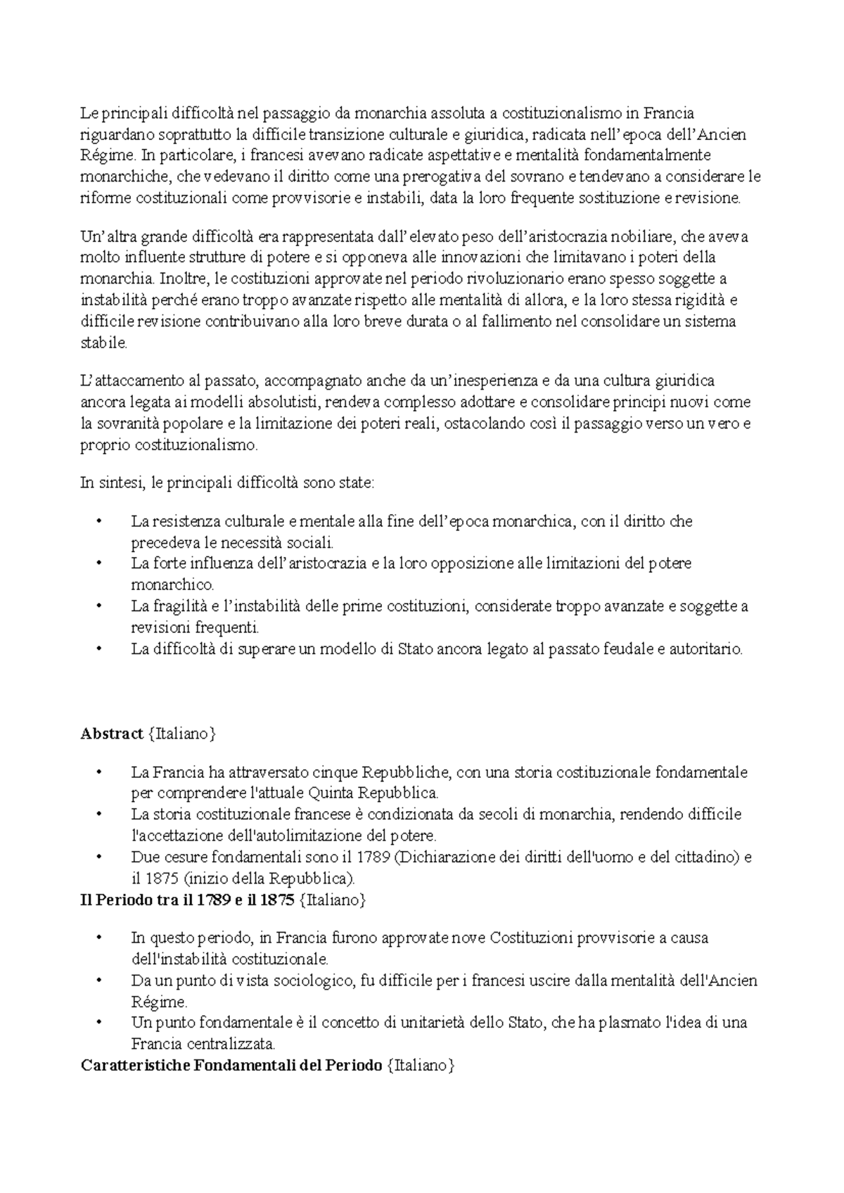 Difficoltà nel Passaggio a Costituzionalismo in Francia: Analisi ...