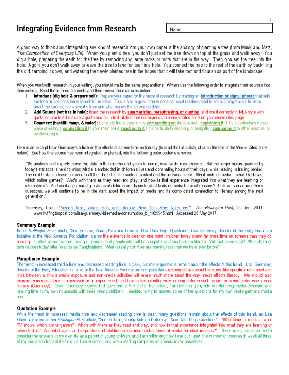 Integrating Research Sources: A Guide to Evidence Utilization - Studocu