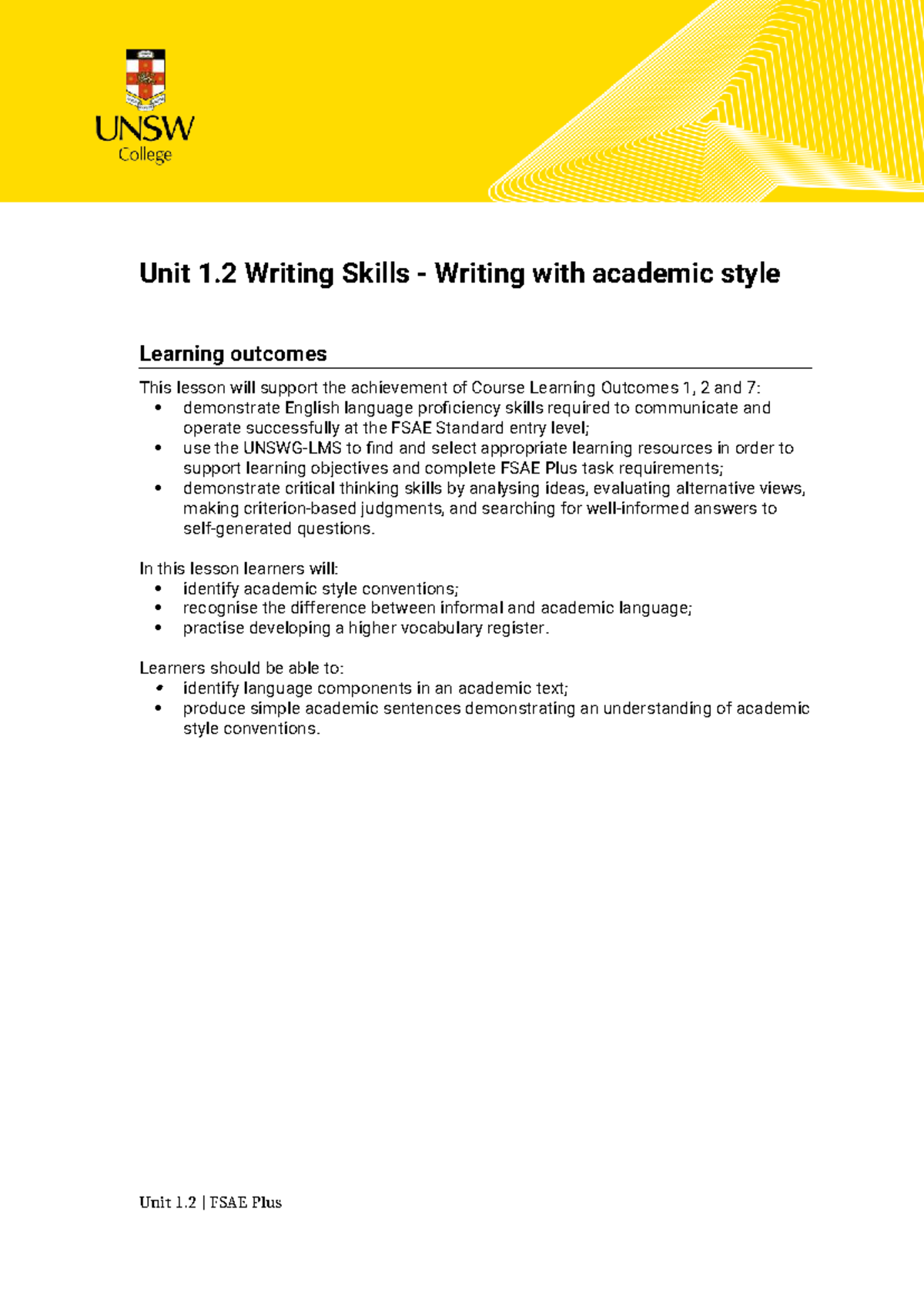 Unit1 - Practise materials for the Lab1 - Unit 1 Writing Skills ...