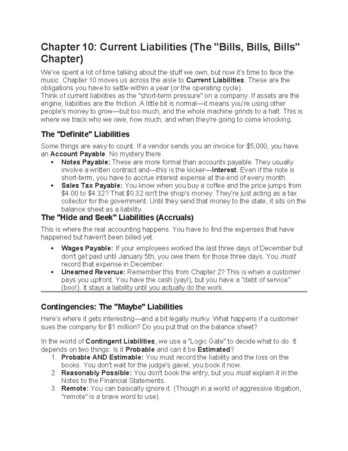 Chapter 10: Current Liabilities Overview - Complex Accounting Issues ...