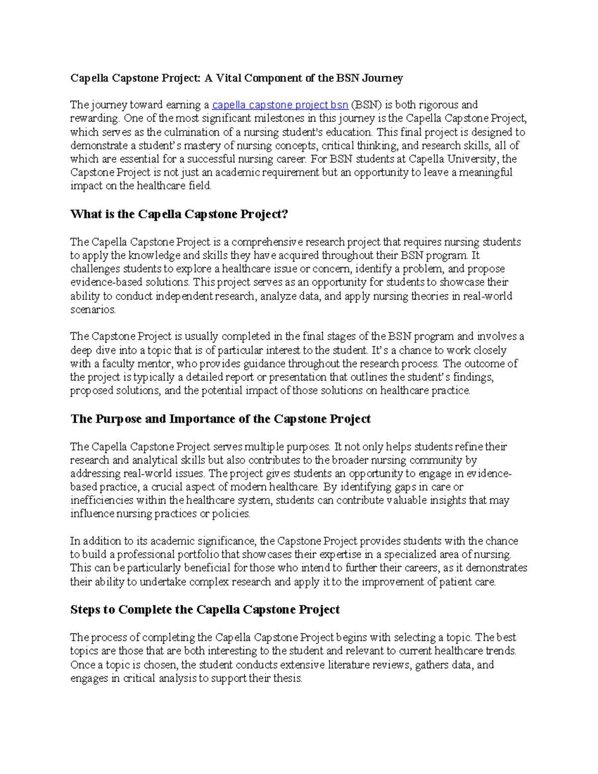 13 capella capstone project bsn - One of the most significant ...