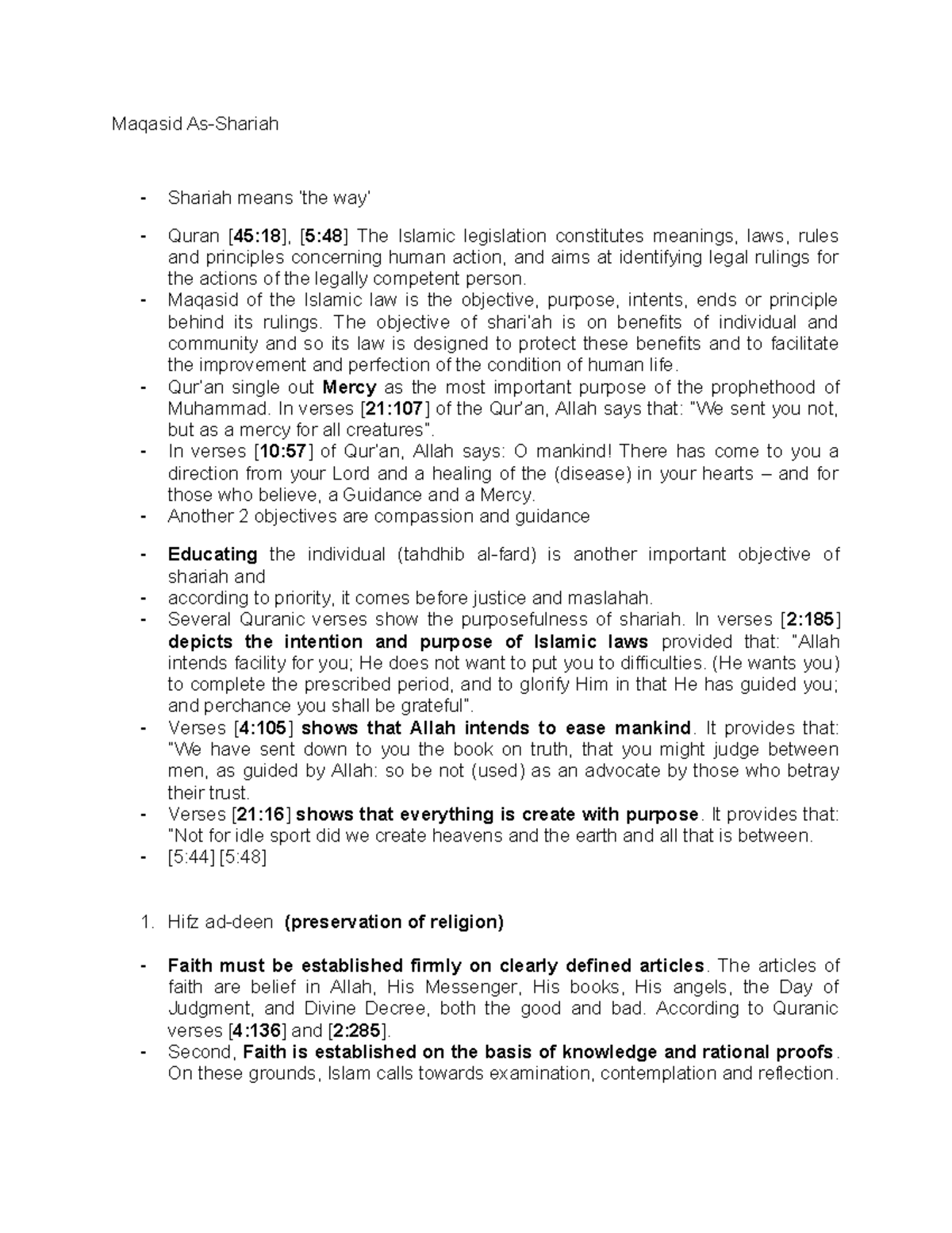 Maqasid As Shariah: Understanding the Objectives of Islamic Law - Studocu