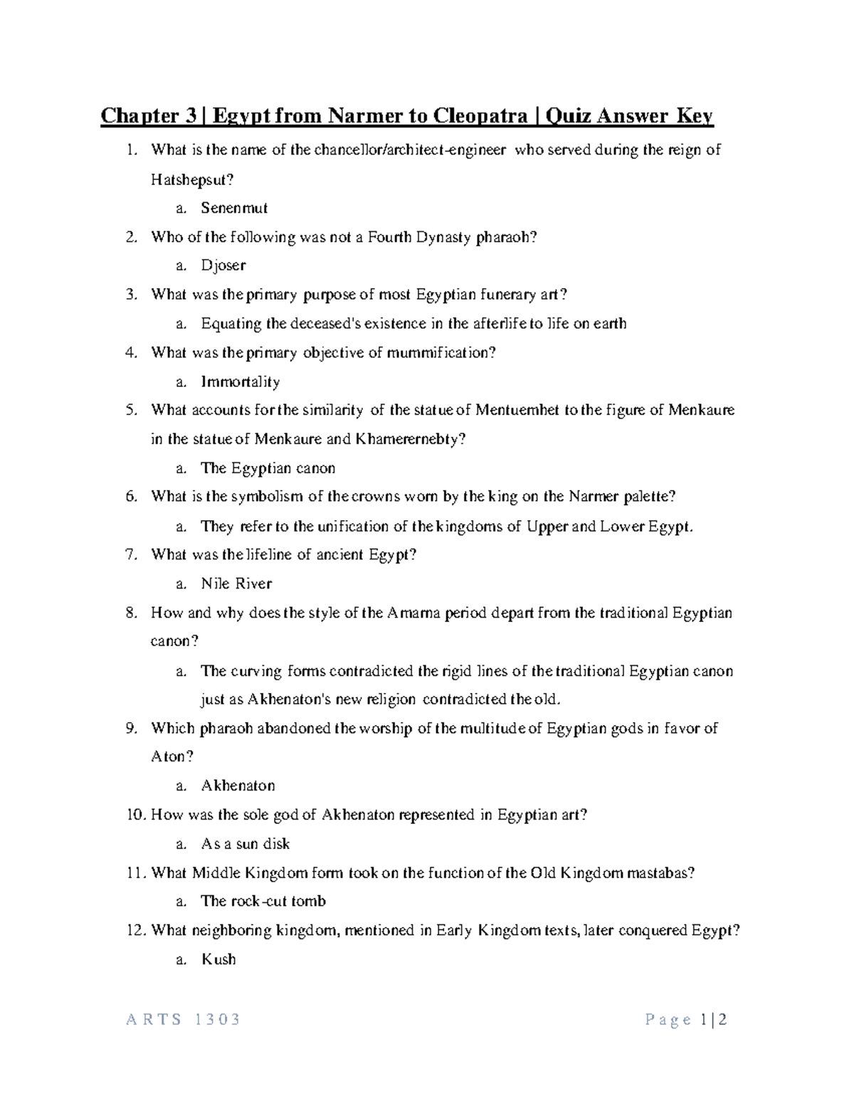 ART 1303 Chapter 3 Quiz - A R T S 1 3 0 3 P a g e 1 | 2 Chapter 3 ...