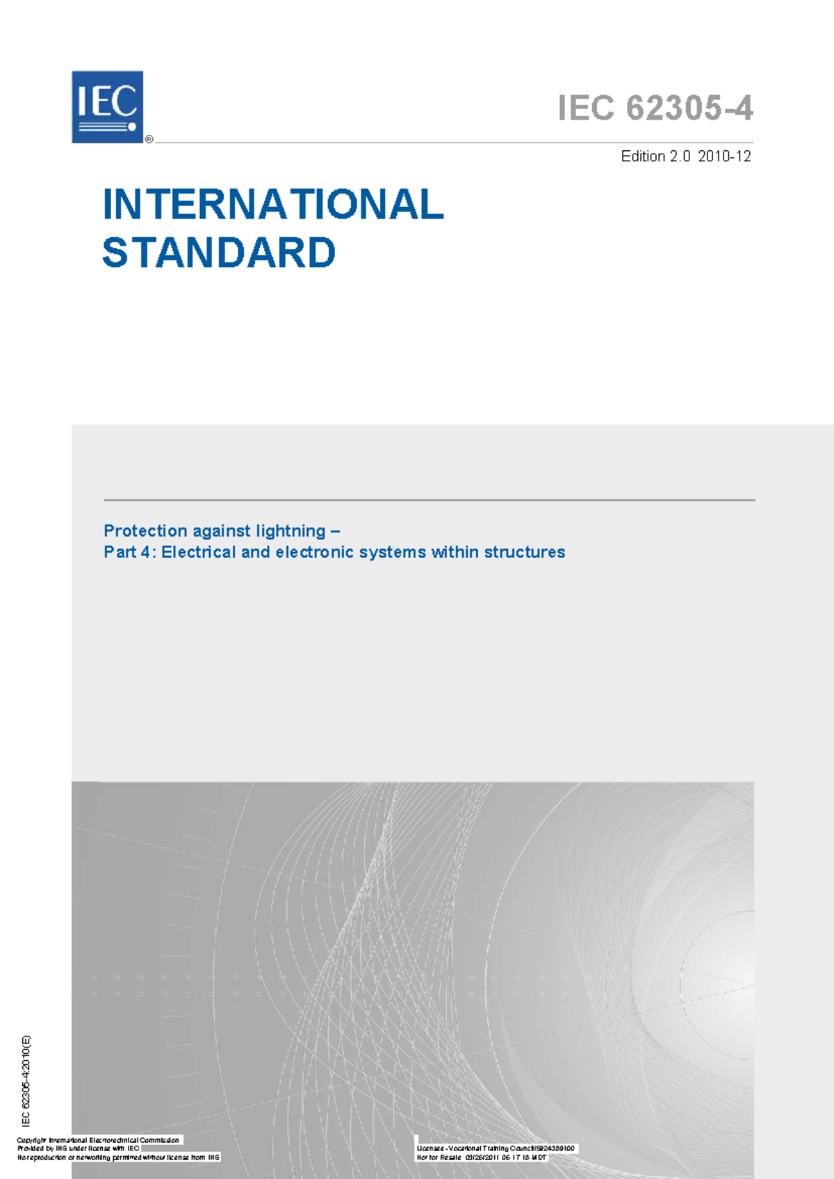 IEC 62305-4:2010 - Protection Against Lightning for Electrical Systems ...