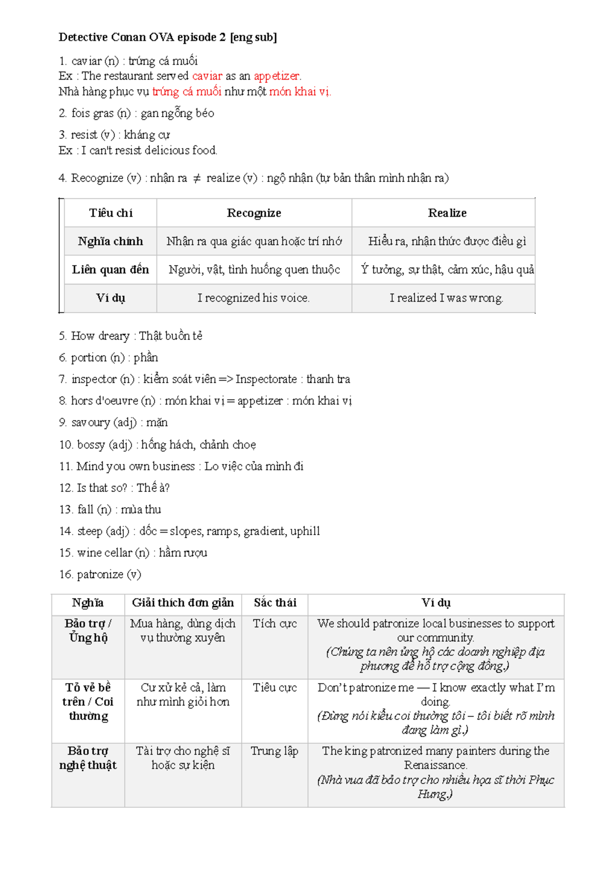 Detective Conan OVA Episode 2 Vocabulary and Expressions Guide - Studocu