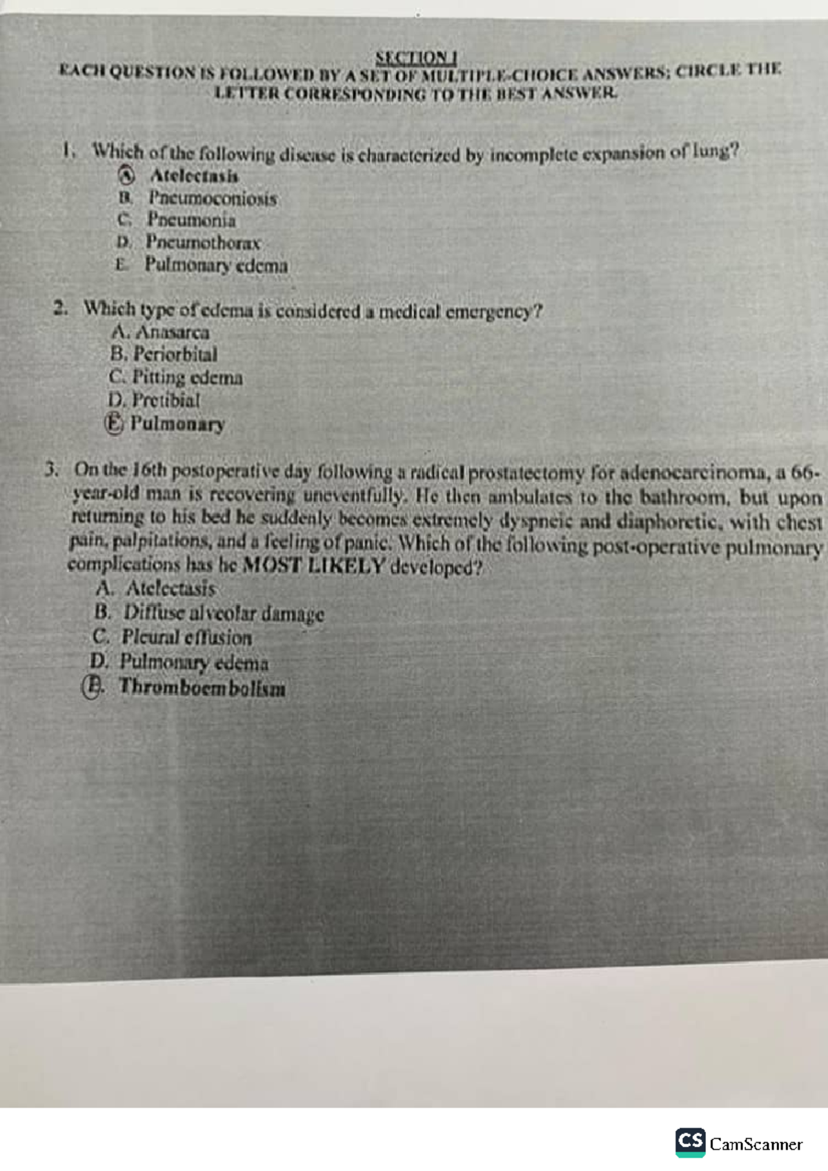 SMBM 301 Respiratory System Pathology Questions (IA) - SECTION EACH ...