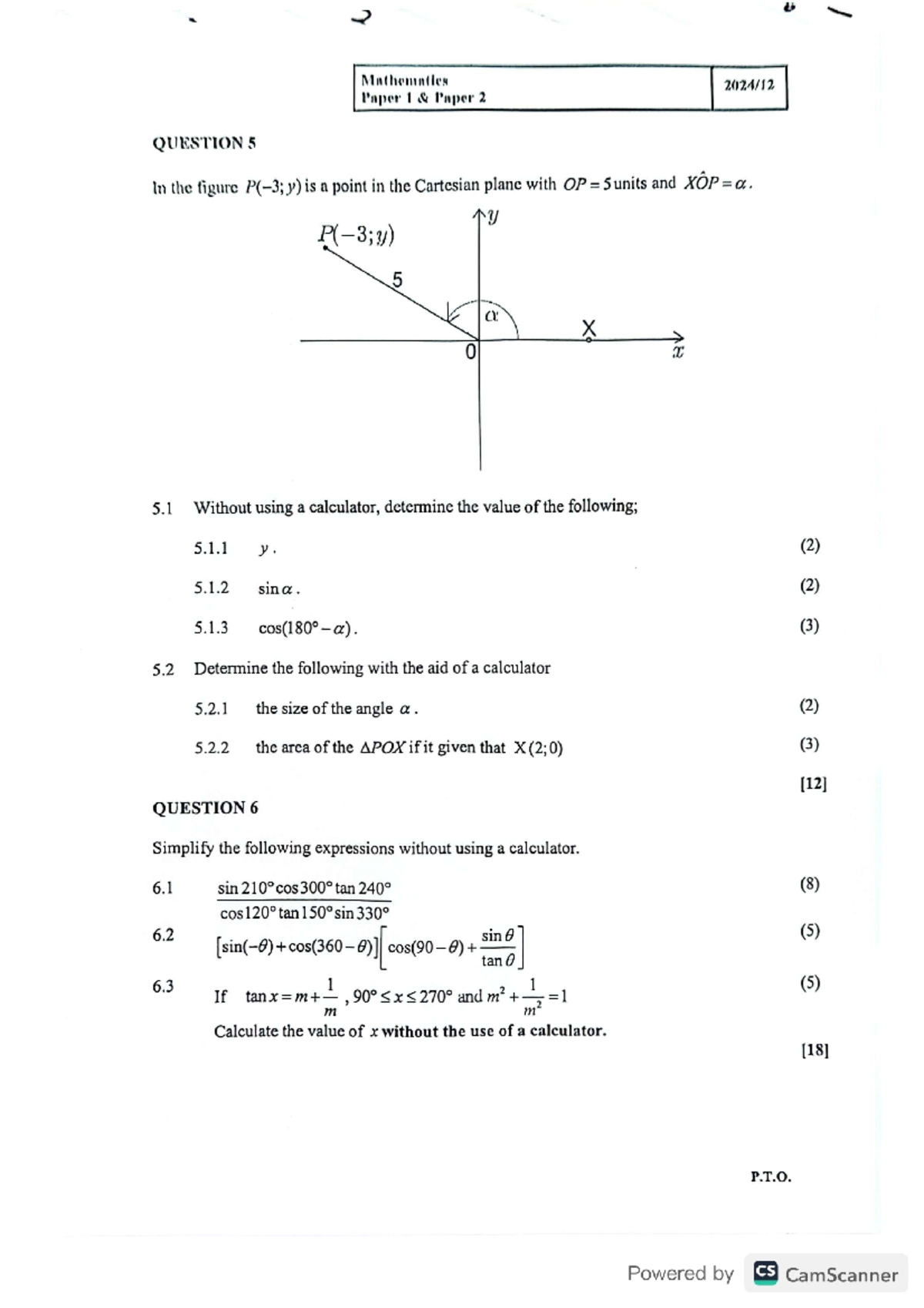 Gr 11 trig question - erghrth - Mathematics Paper 1 Paper 2 QUESTION 5 ...